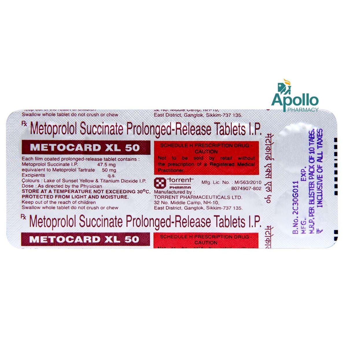 Metocard XL 50 Tablet 10's Price, Uses, Side Effects, Composition ...