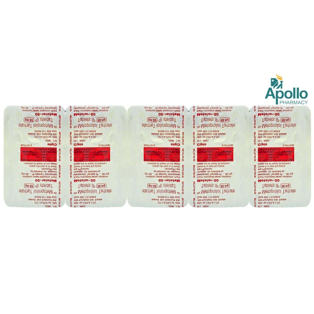 Metolar-50 Tablet 15's Price, Uses, Side Effects, Composition - Apollo ...