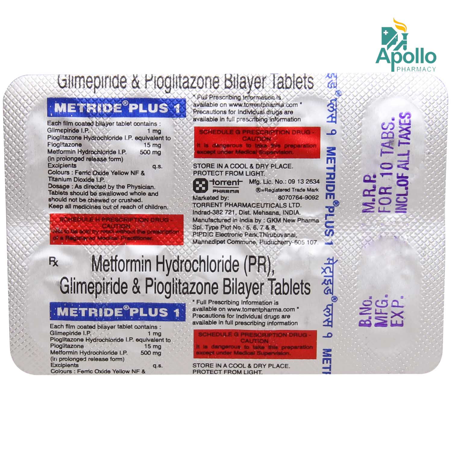 Metride 1 Plus Tablet 10's Price, Uses, Side Effects, Composition ...