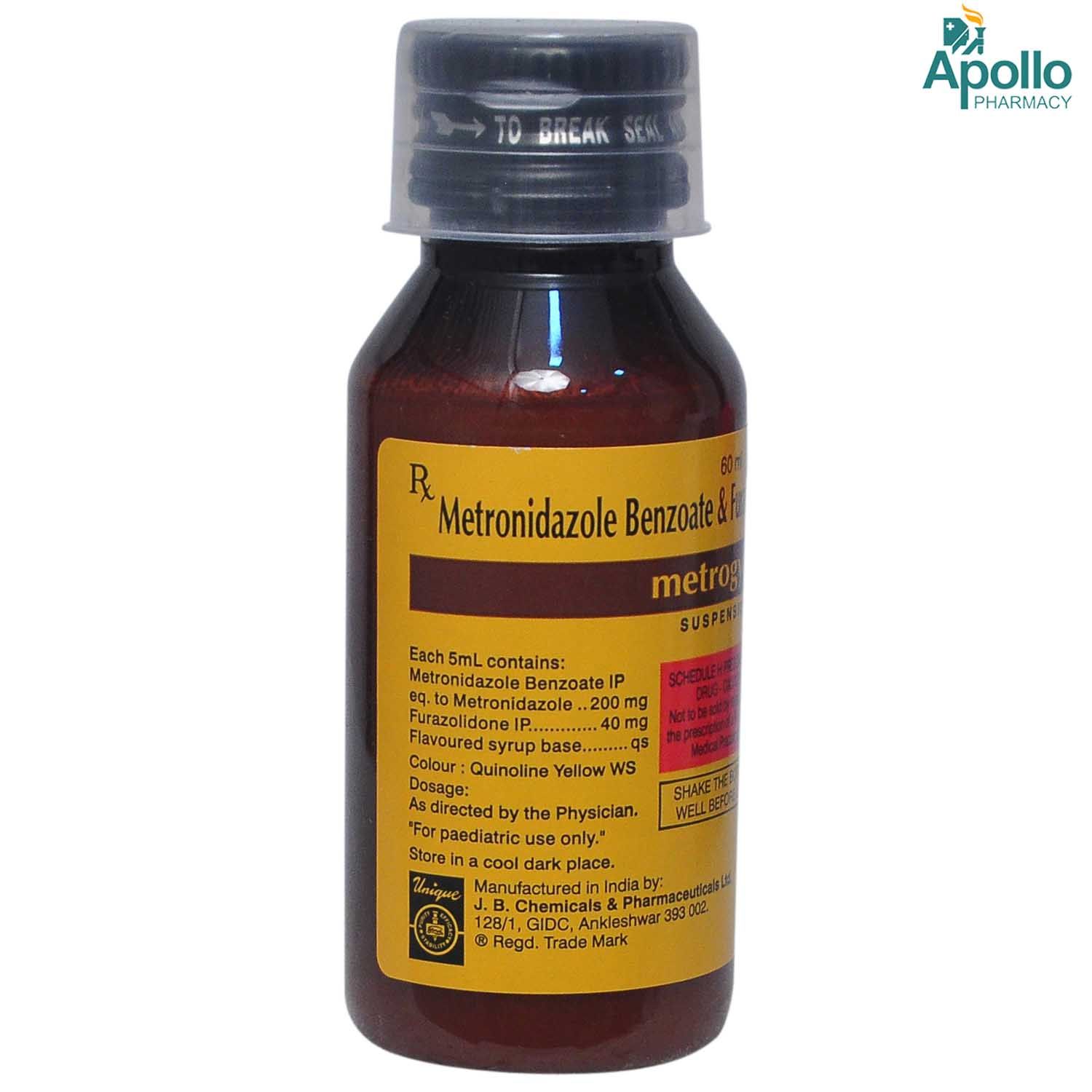 Metrogyl F Suspension | Uses, Side Effects, Price | Apollo Pharmacy