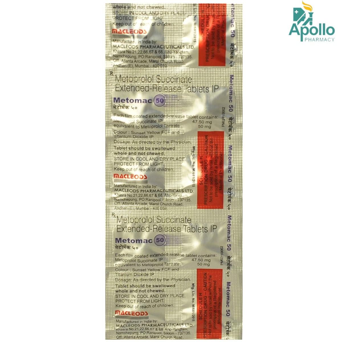 Metomac 50 Tablet 10's Price, Uses, Side Effects, Composition - Apollo ...