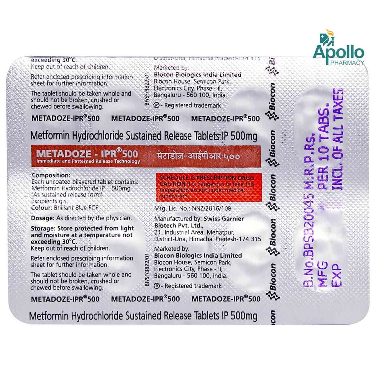 Metadoze IPR 500 Tablet 10's Price, Uses, Side Effects, Composition ...