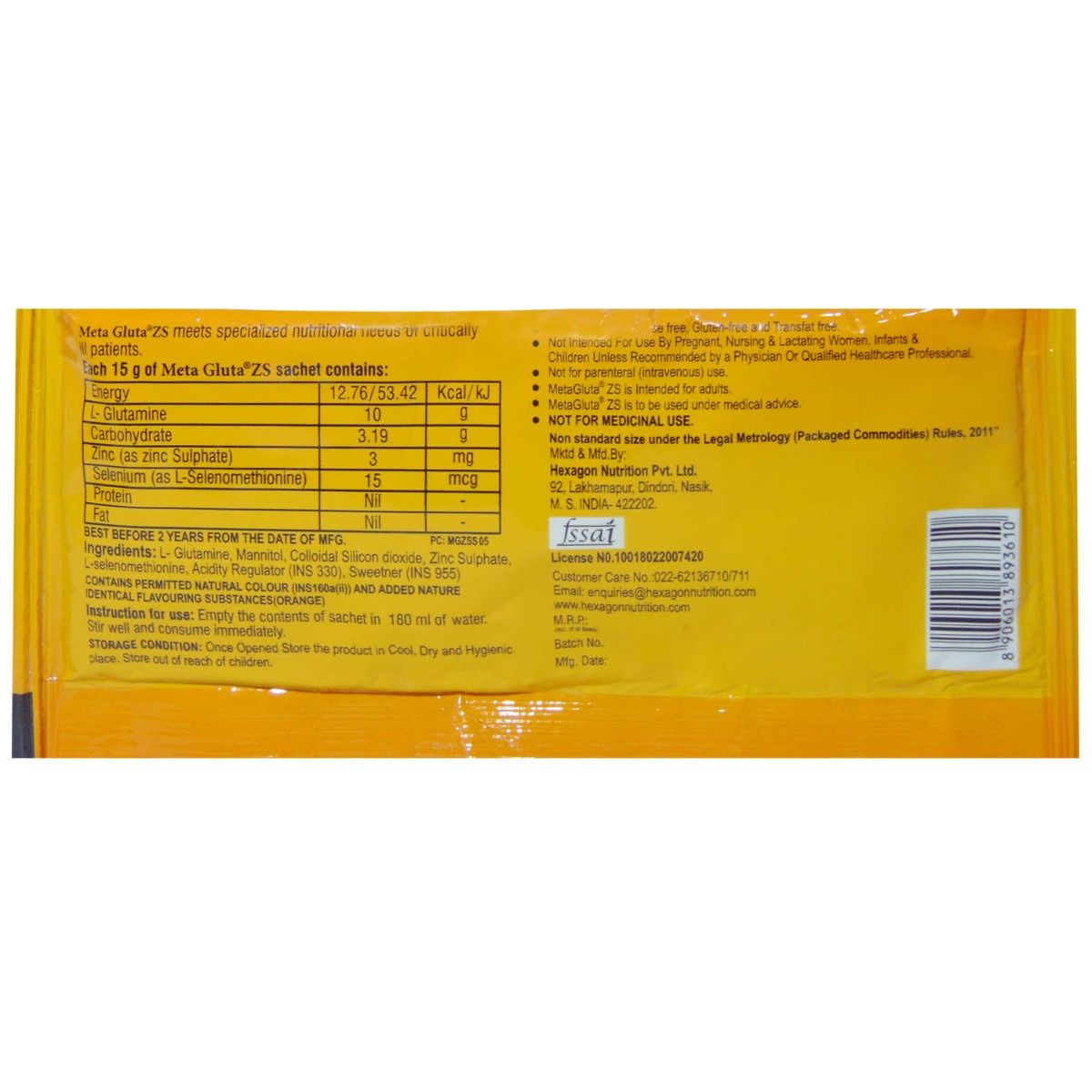 Meta Gluta ZS Orange Sachet 15 gm Price, Uses, Side Effects ...