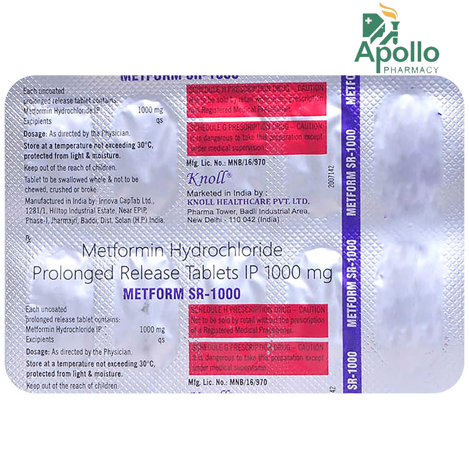 METFORM SR 1GM TABLETS 10'S Price, Uses, Side Effects, Composition ...