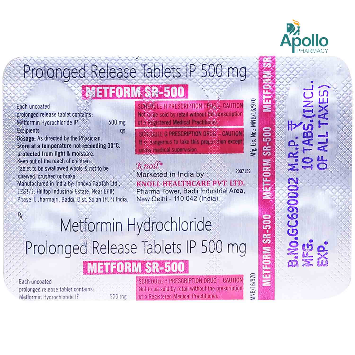 METFORM SR 500MG TABLET Price, Uses, Side Effects, Composition - Apollo ...