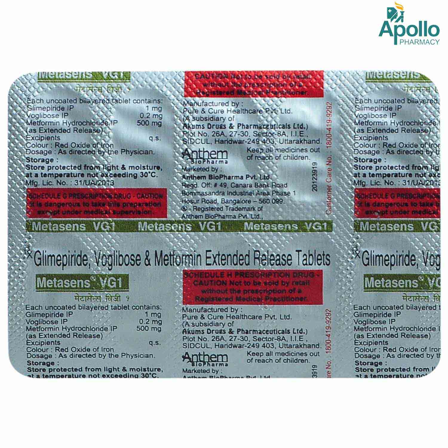 METASENS VG 1MG TABLET Price, Uses, Side Effects, Composition - Apollo ...