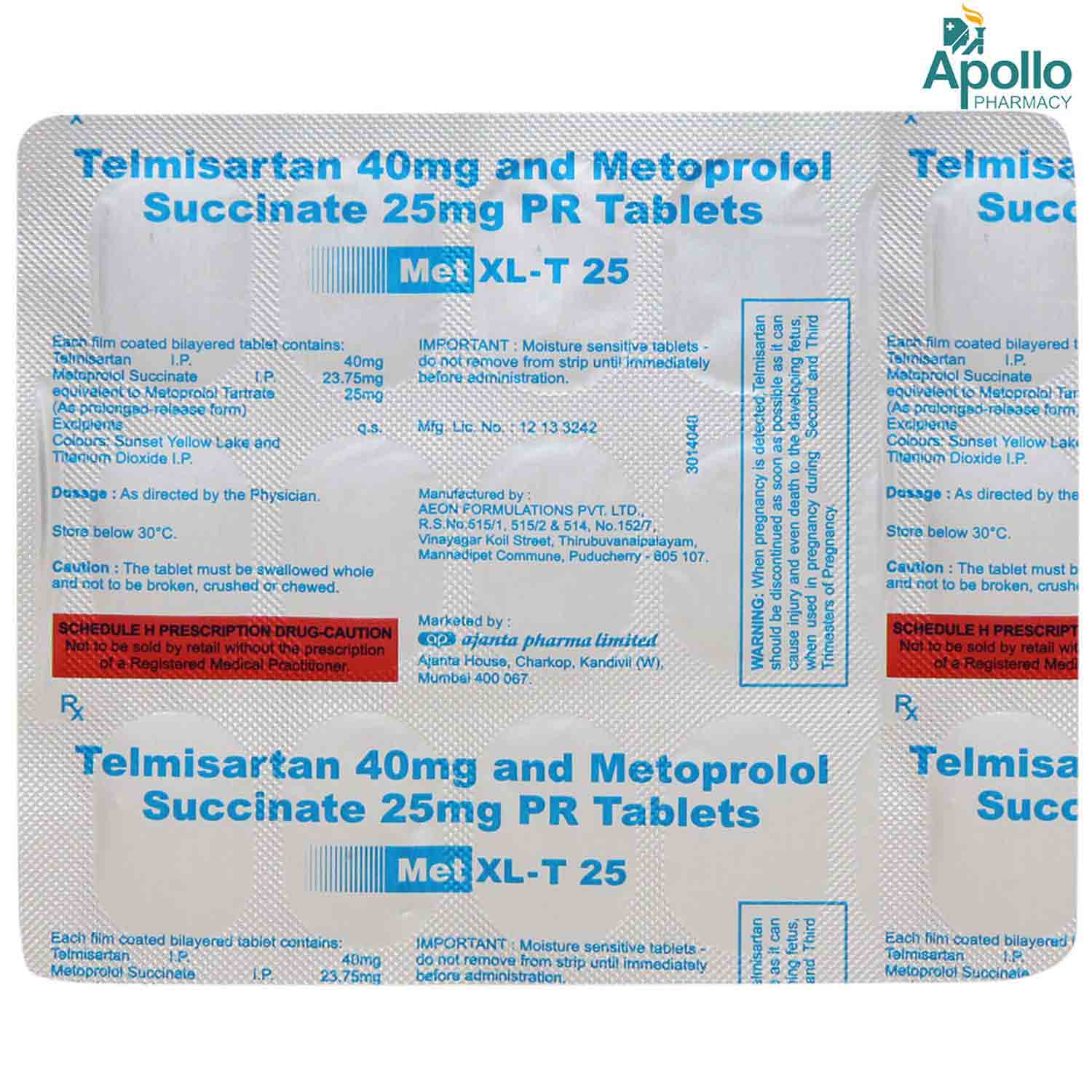 Met XL T 25 Tablet | Uses, Side Effects, Price | Apollo Pharmacy