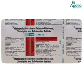 Met XL Trio 25 Tablet | Uses, Side Effects, Price | Apollo Pharmacy