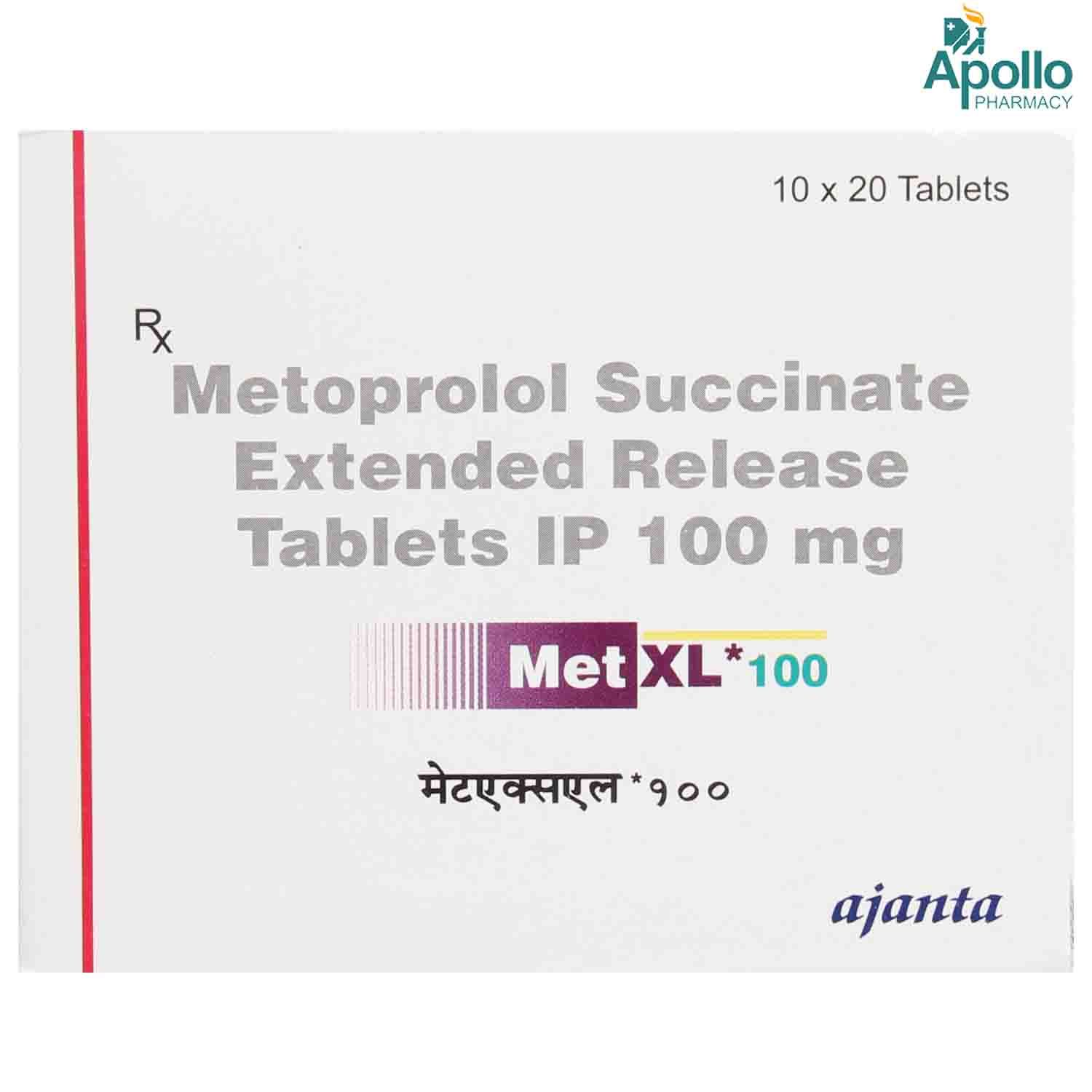 Met XL 100 Tablet | Uses, Side Effects, Price | Apollo Pharmacy