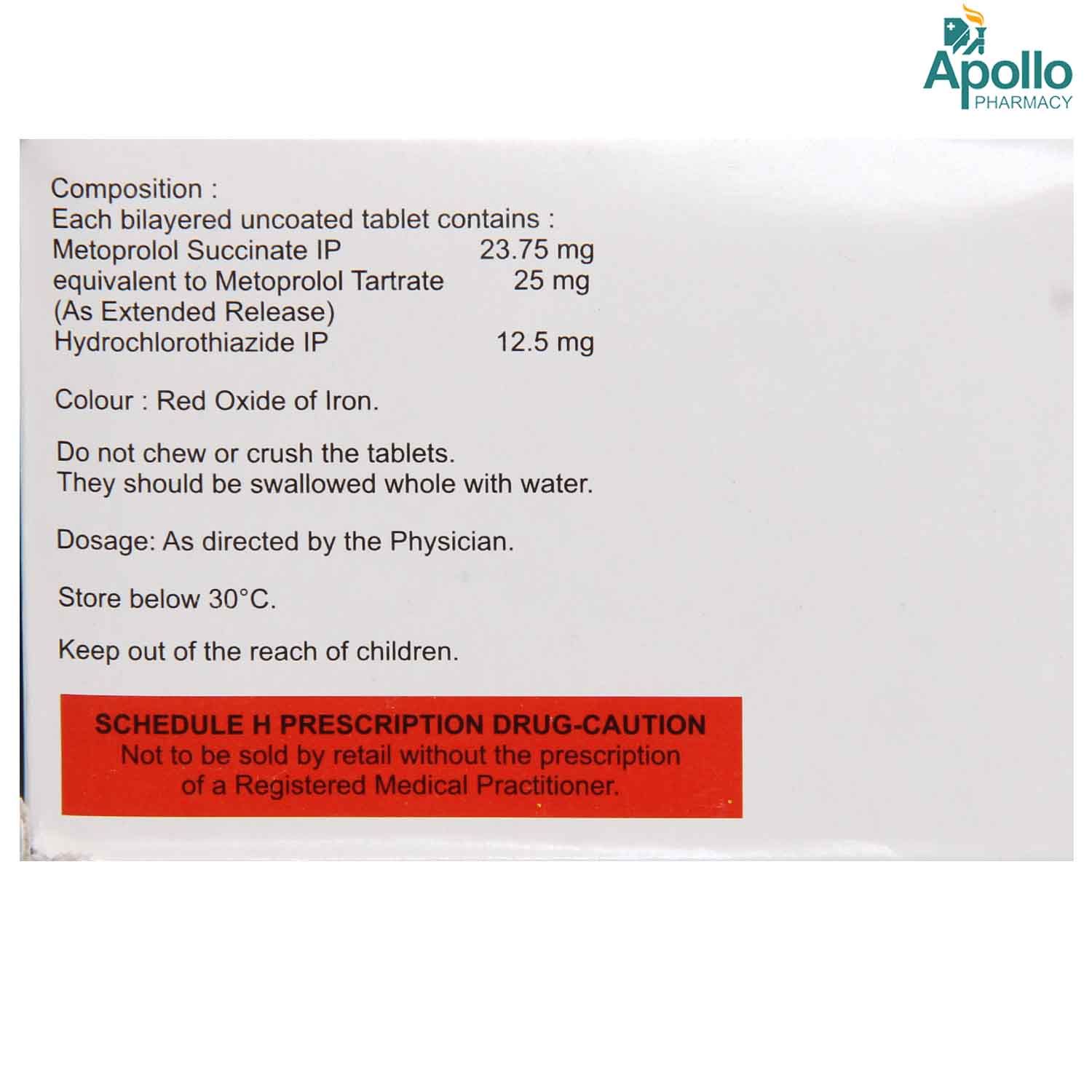 Met XL H 25 Tablet 20's Price, Uses, Side Effects, Composition - Apollo ...