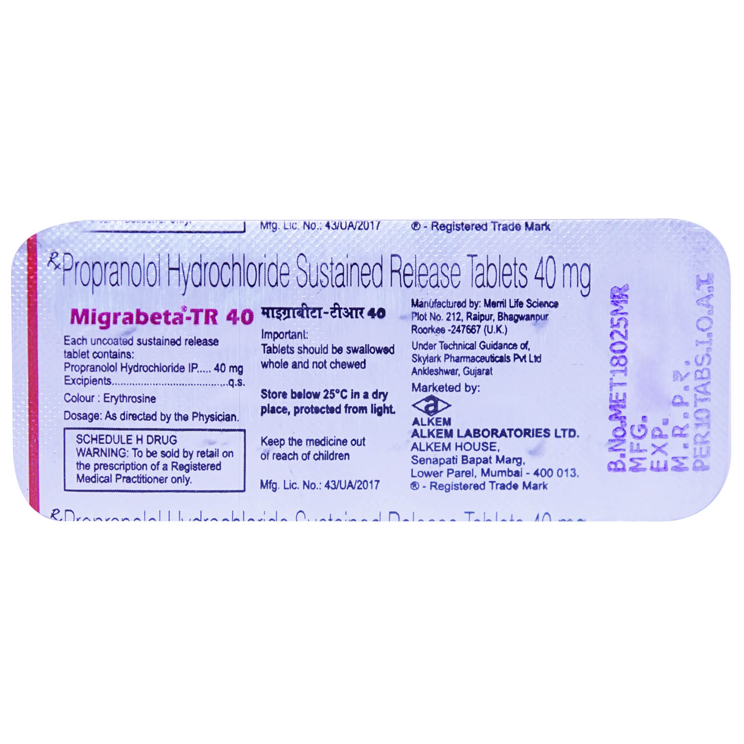 Migrabeta Tr 40mg Capsule 10's Price, Uses, Side Effects, Composition ...