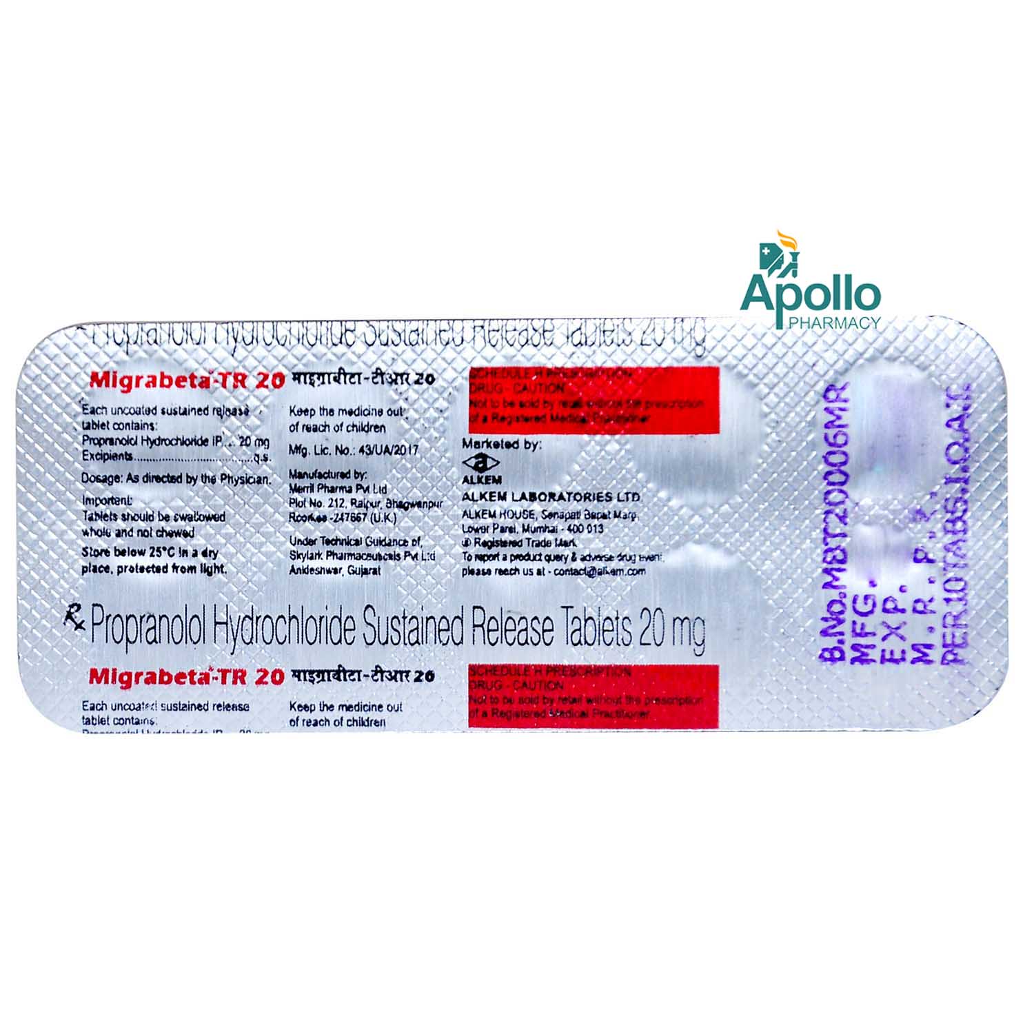 Migrabeta-TR 20 Tablet 10's Price, Uses, Side Effects, Composition ...