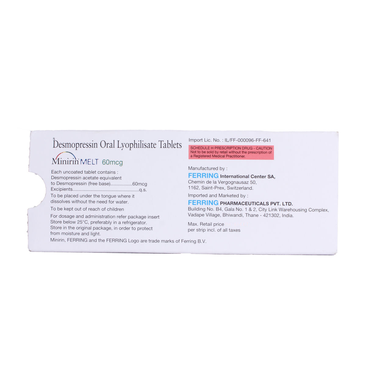 Minirin Melt 60 mcg Tablet 10's Price, Uses, Side Effects, Composition ...