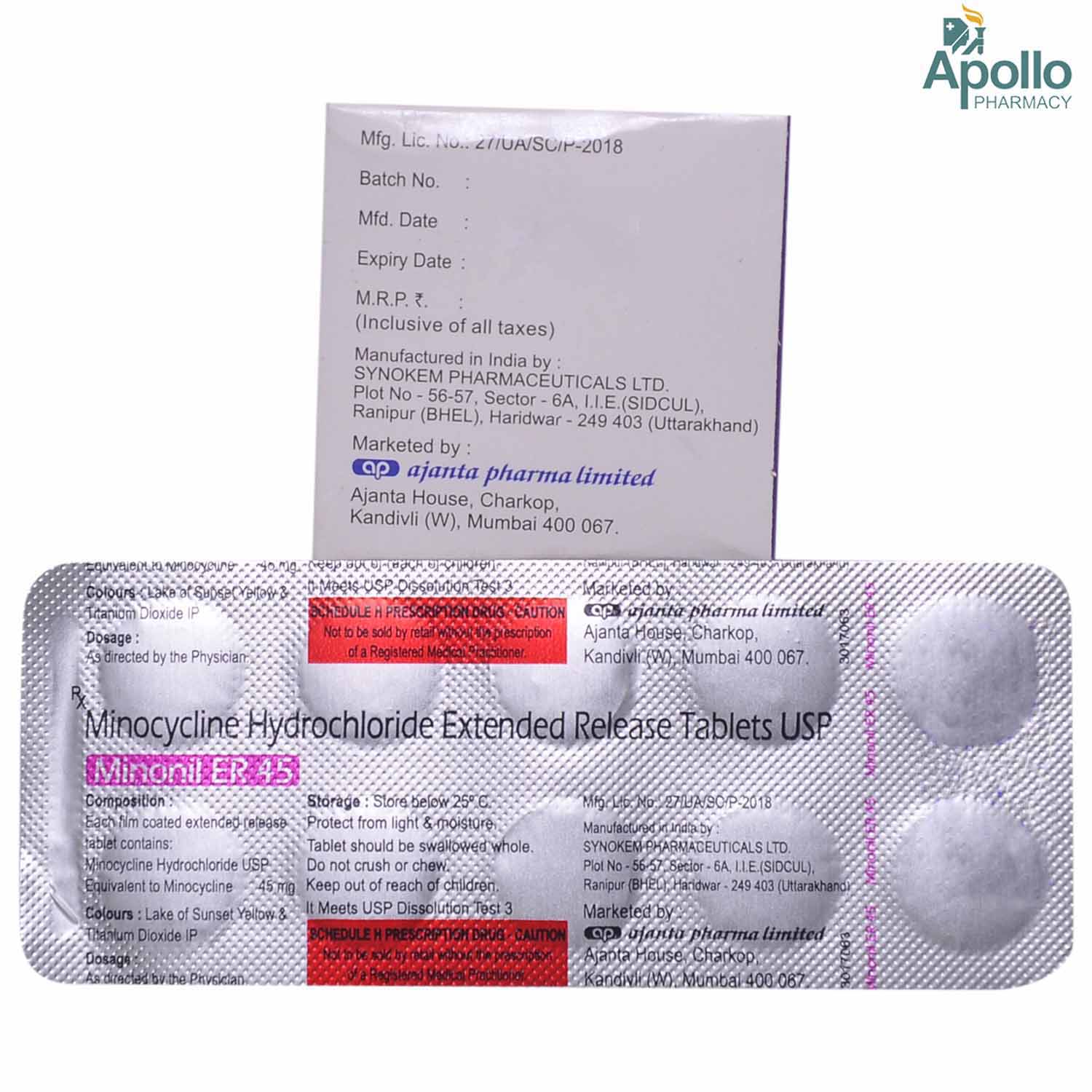 Minonil ER 45 Tablet | Uses, Side Effects, Price | Apollo Pharmacy