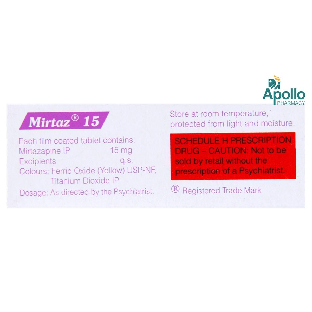 Mirtaz 15 Tablet 10's Price, Uses, Side Effects, Composition - Apollo ...