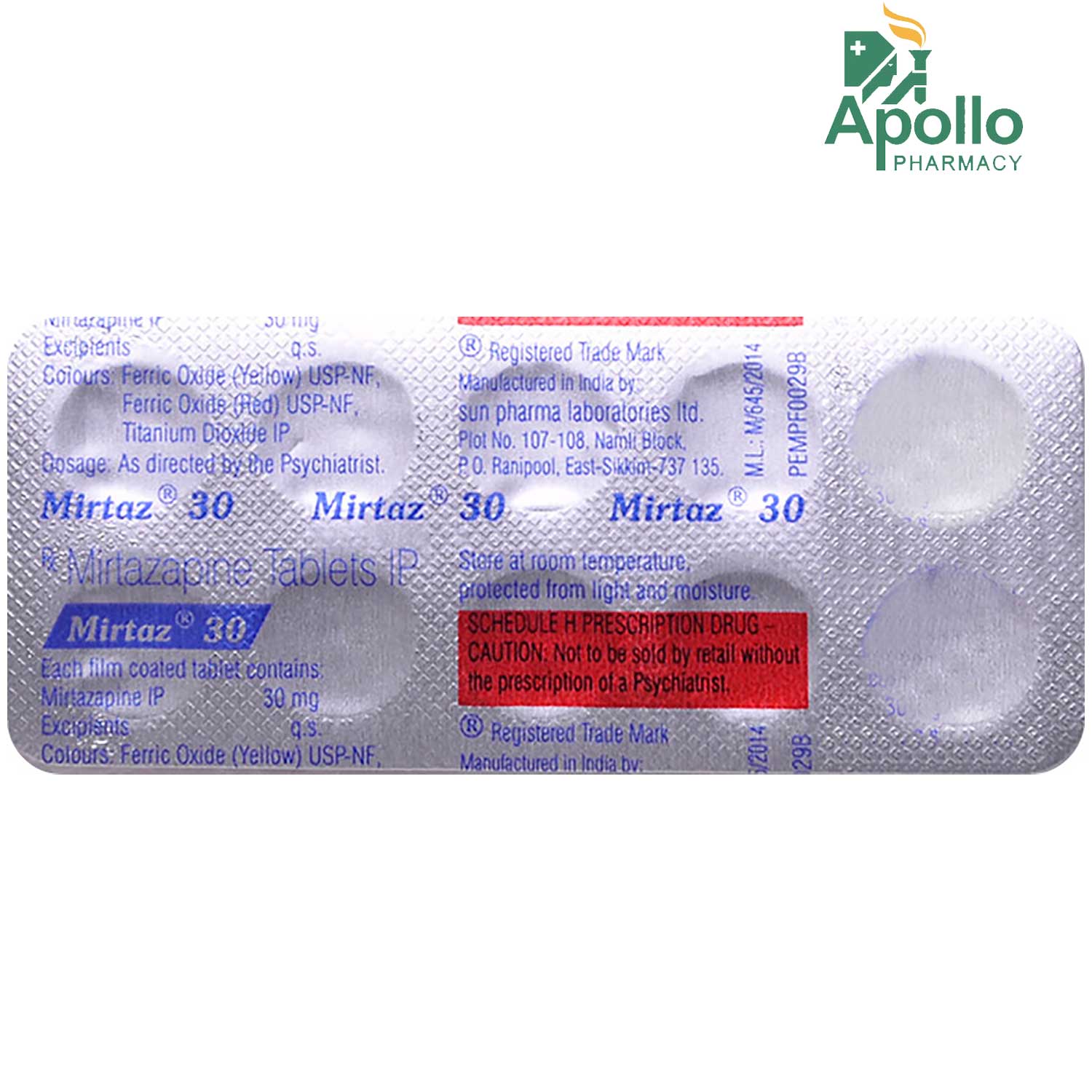 Mirtaz 30 Tablet 10's Price, Uses, Side Effects, Composition - Apollo ...