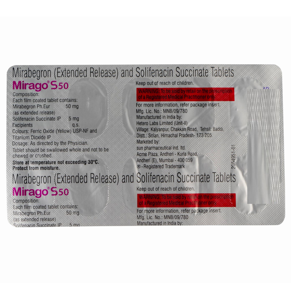 Mirago-S 50 Tablet | Uses, Side Effects, Price | Apollo Pharmacy