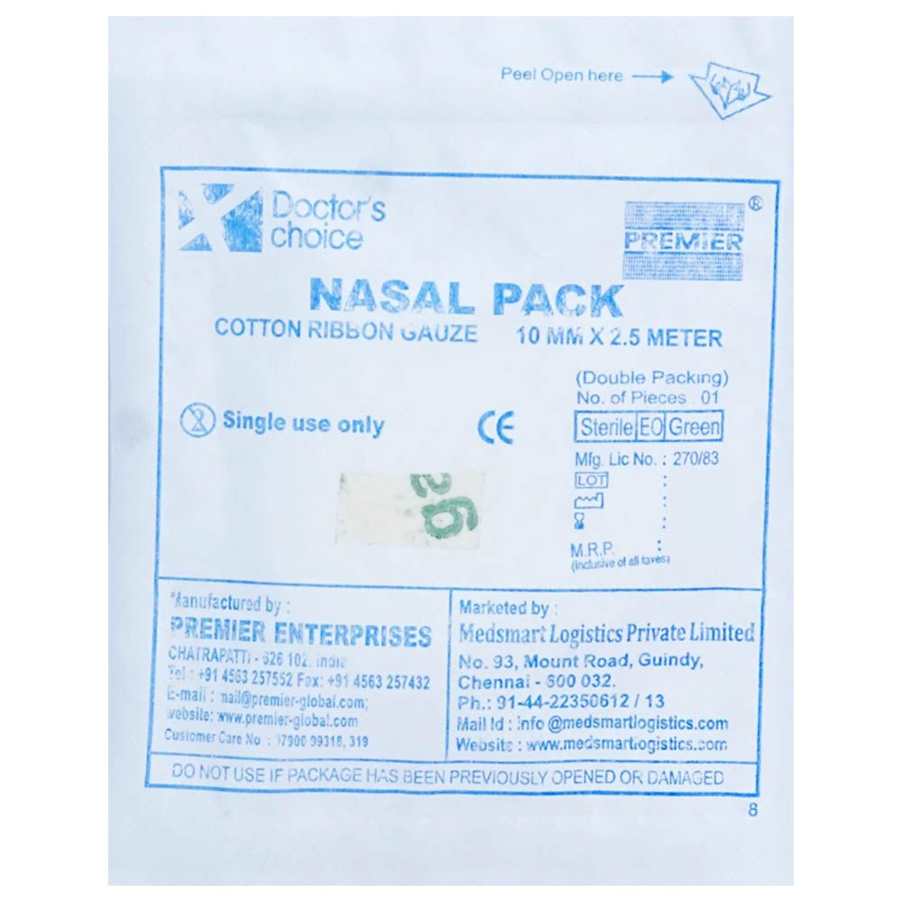 Doctor's Choice Disposable Sterile Nasal Pack 10 mm x 2.5 m, 1 Count ...