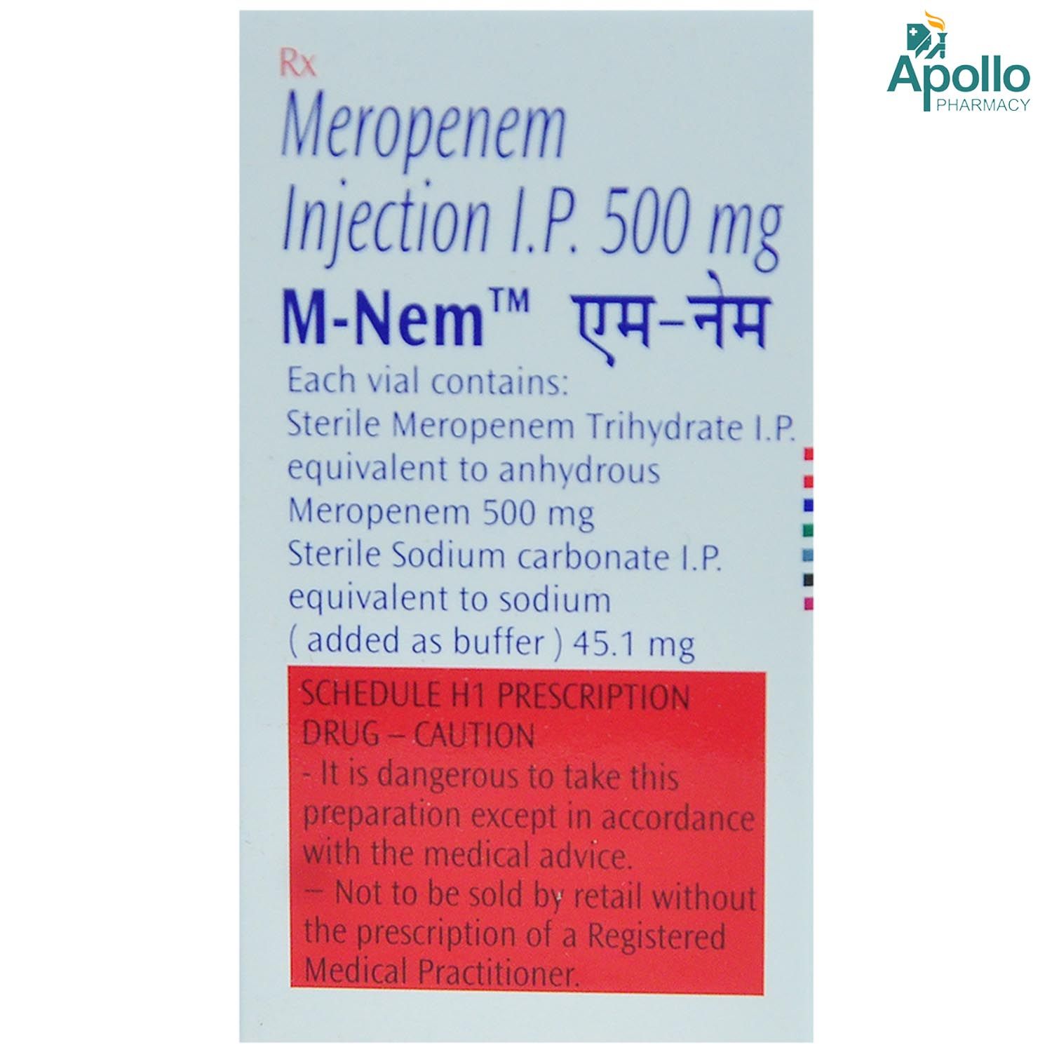 M NEM 500MG INJECTION Price, Uses, Side Effects, Composition - Apollo ...
