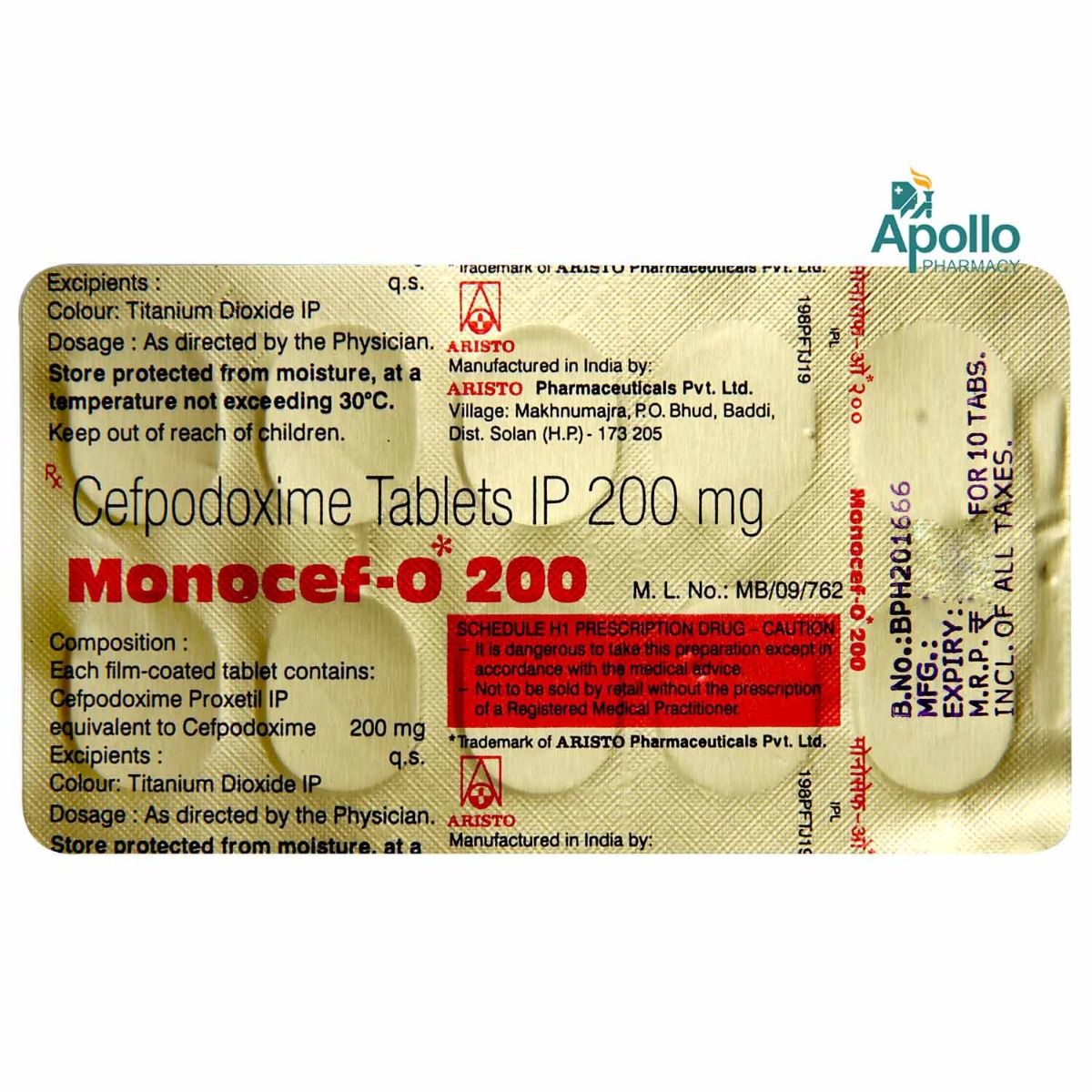 Monocef-O 200 Tablet 10's Price, Uses, Side Effects, Composition ...