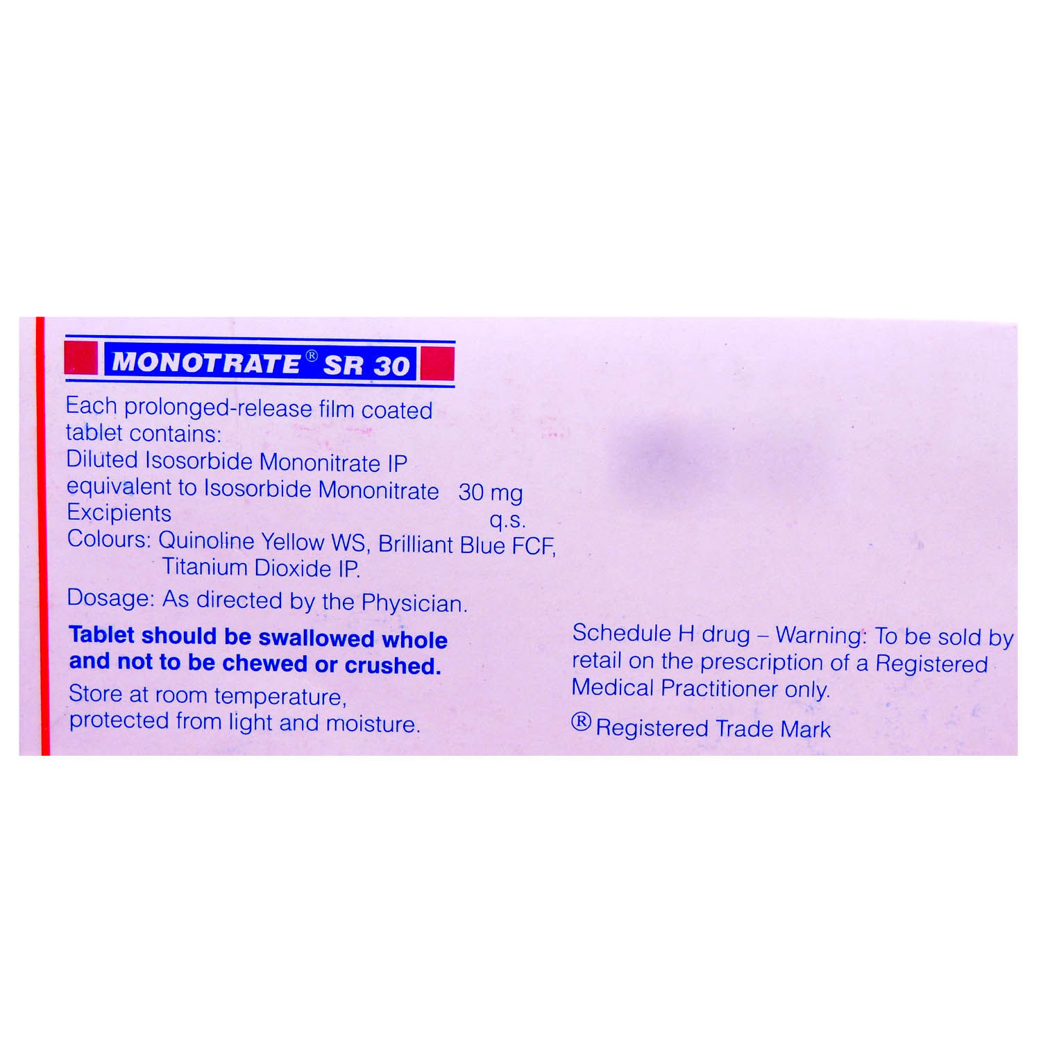 Monotrate SR 30 Tablet 10's Price, Uses, Side Effects, Composition ...