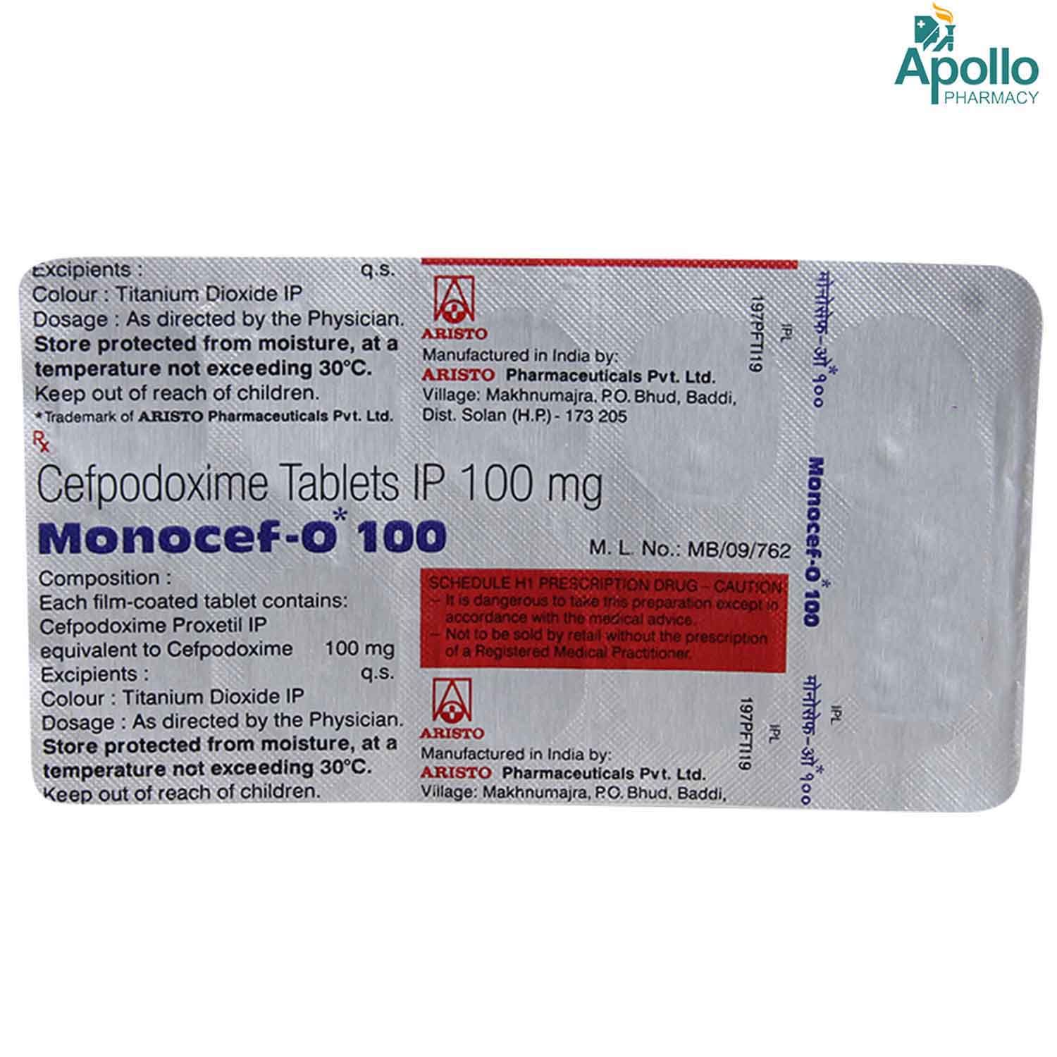 Monocef-O 100 Tablet | Uses, Side Effects, Price | Apollo Pharmacy