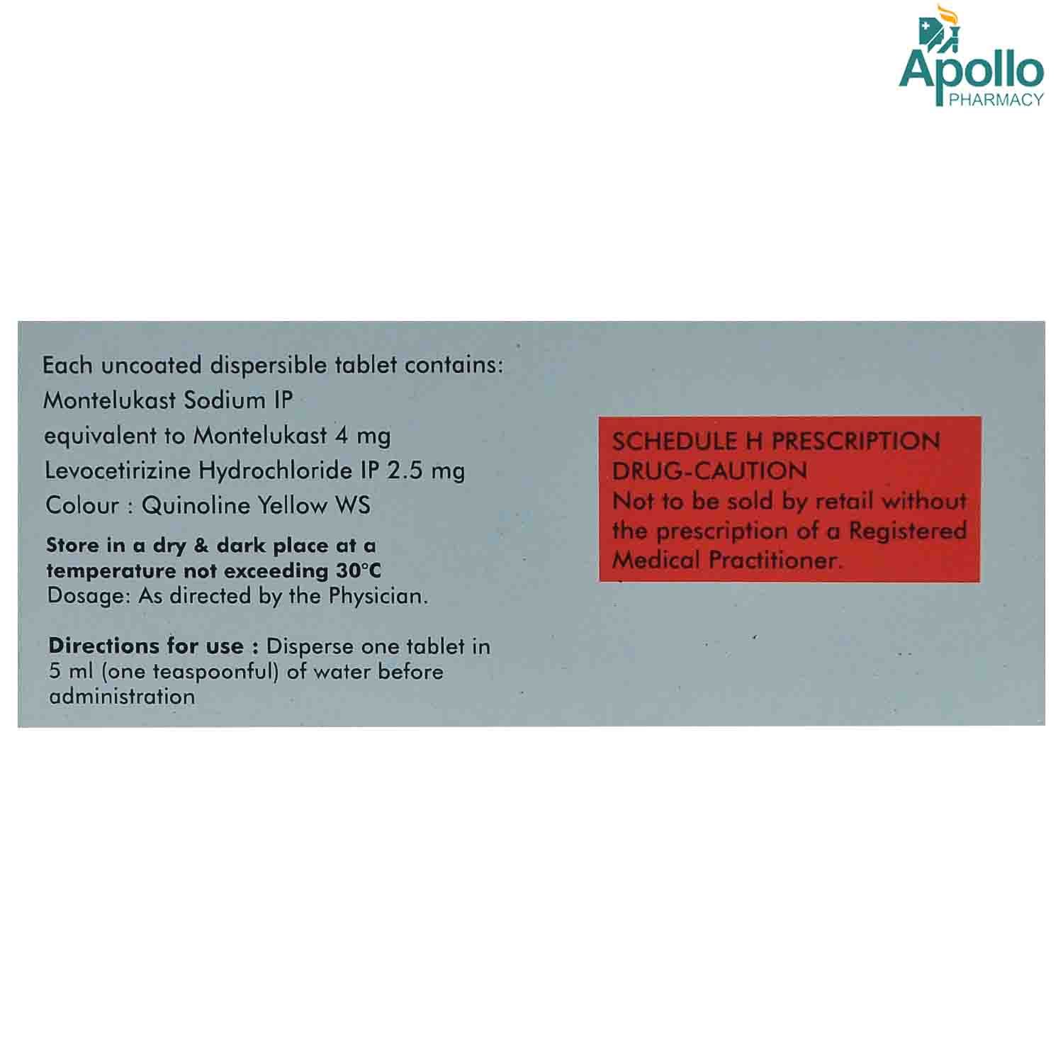 Montral Kid 4 mg Tablet 10's Price, Uses, Side Effects, Composition ...