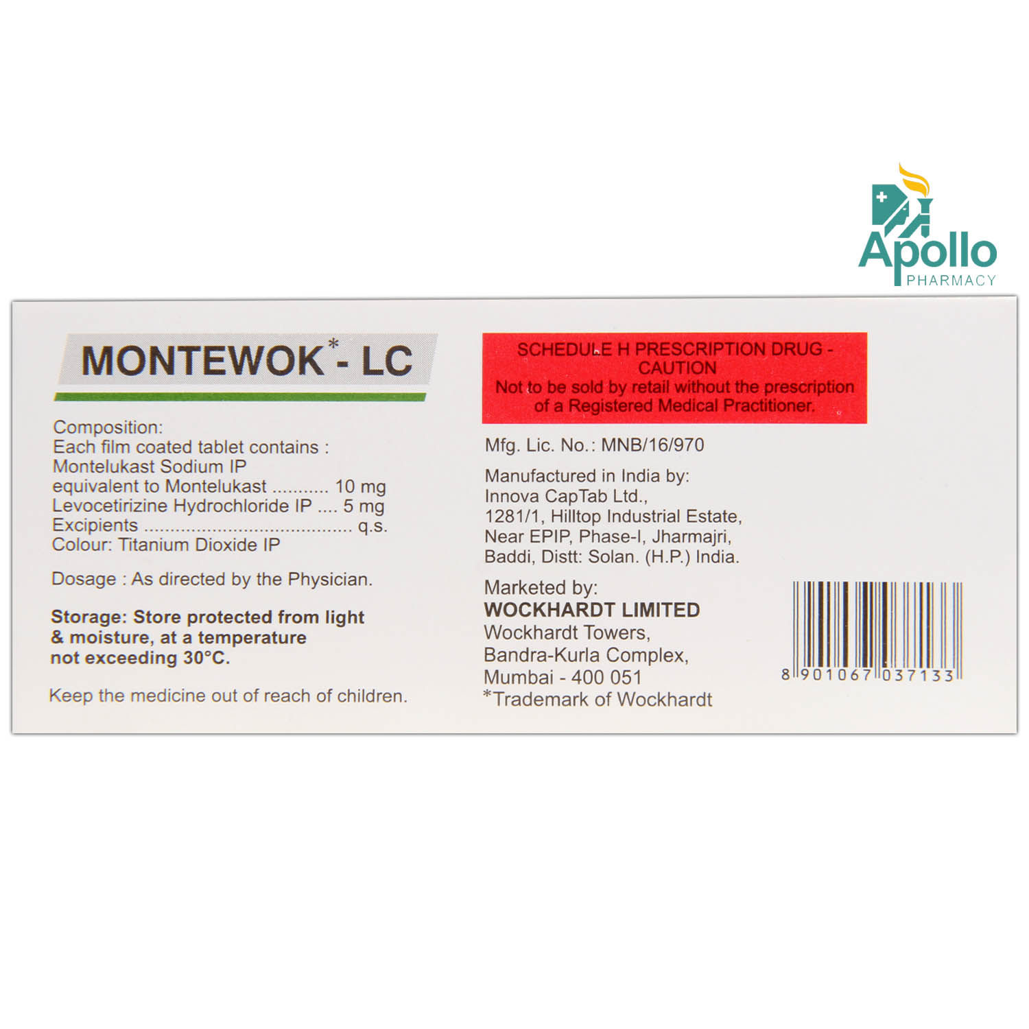 Montewok-LC Tablet 10's Price, Uses, Side Effects, Composition - Apollo ...