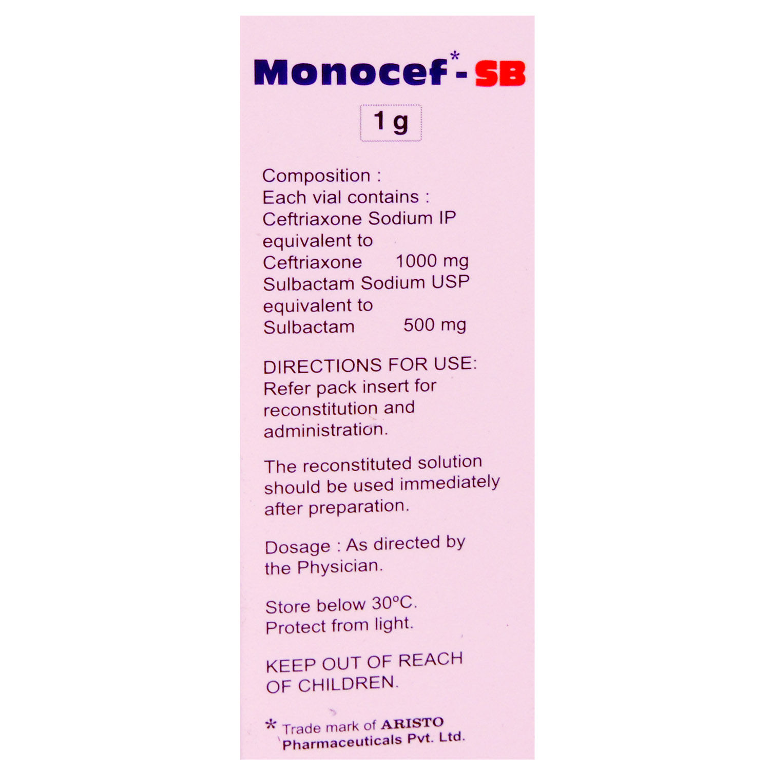 Monocef-SB 1 gm Injection Price, Uses, Side Effects, Composition ...
