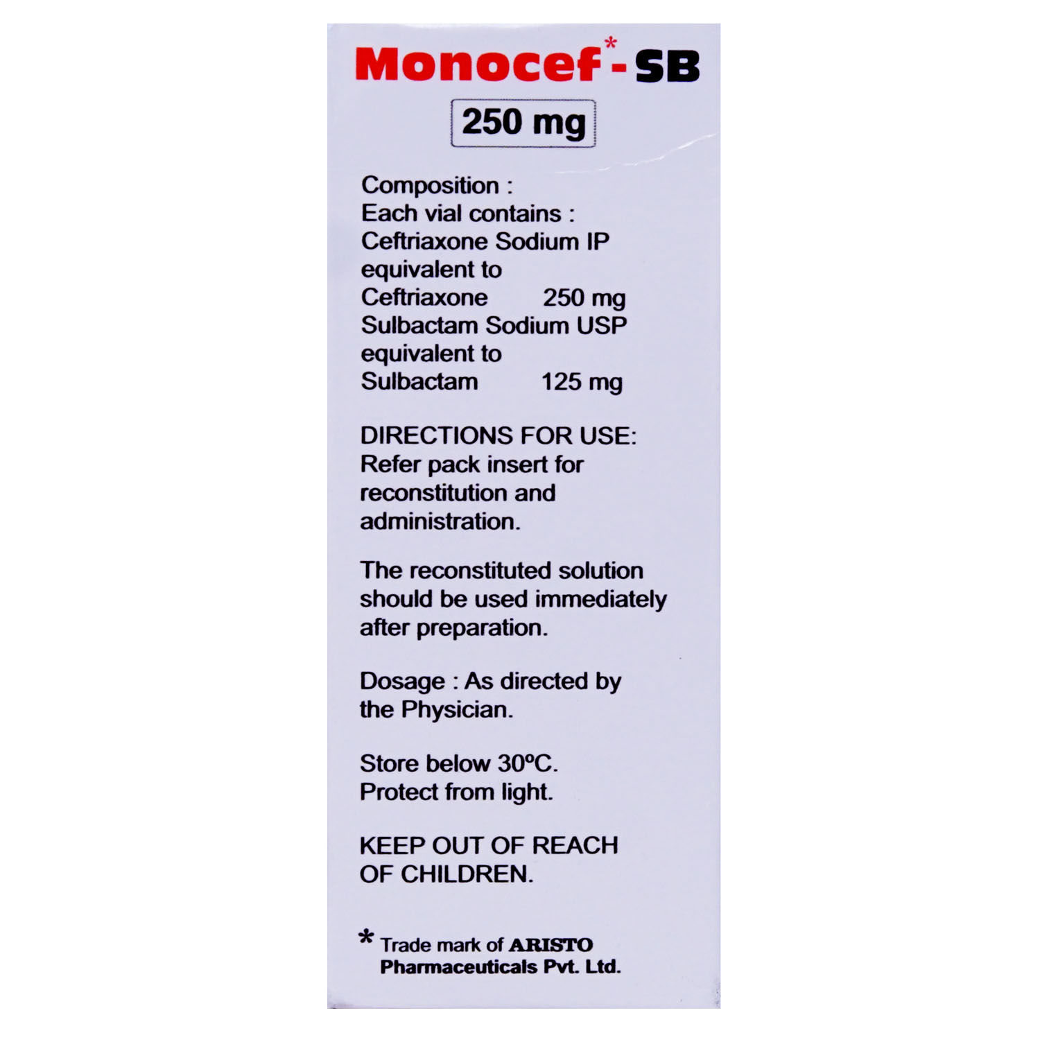 MONOCEF SB 250MG INJECTION Price, Uses, Side Effects, Composition ...