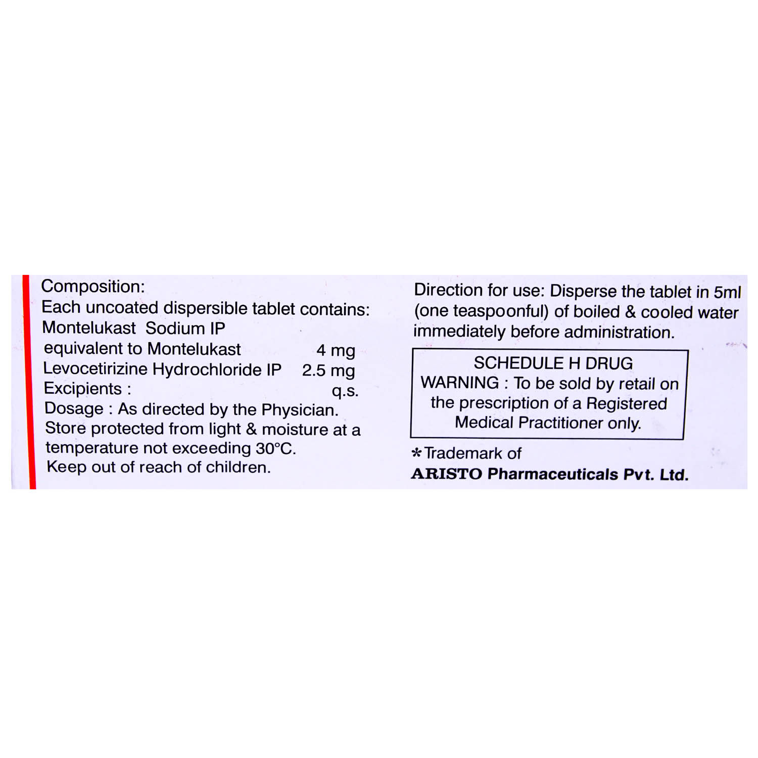 Montina-L DT Tablet | Uses, Side Effects, Price | Apollo Pharmacy