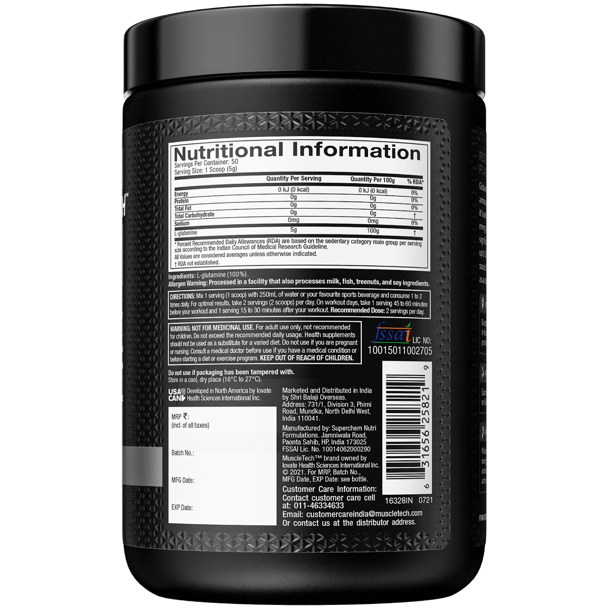 MuscleTech Platinum 100% Glutamine Unflavour Powder, 250 gm Price, Uses ...