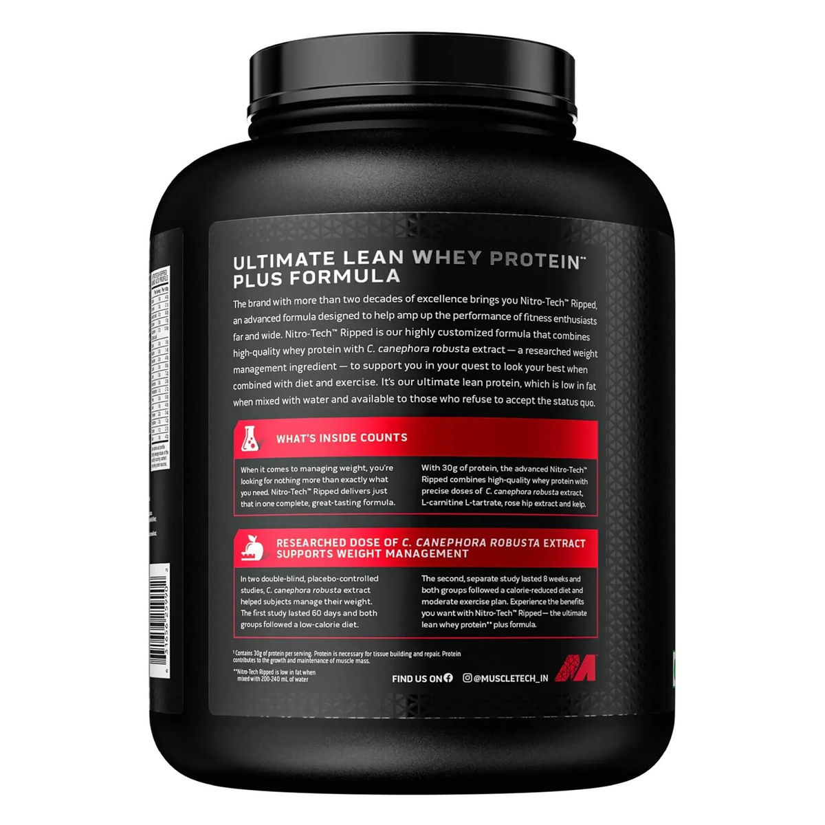 Muscletech Nitro-Tech Ripped Chocolate Fudge Brownie Protein Powder, 1. ...