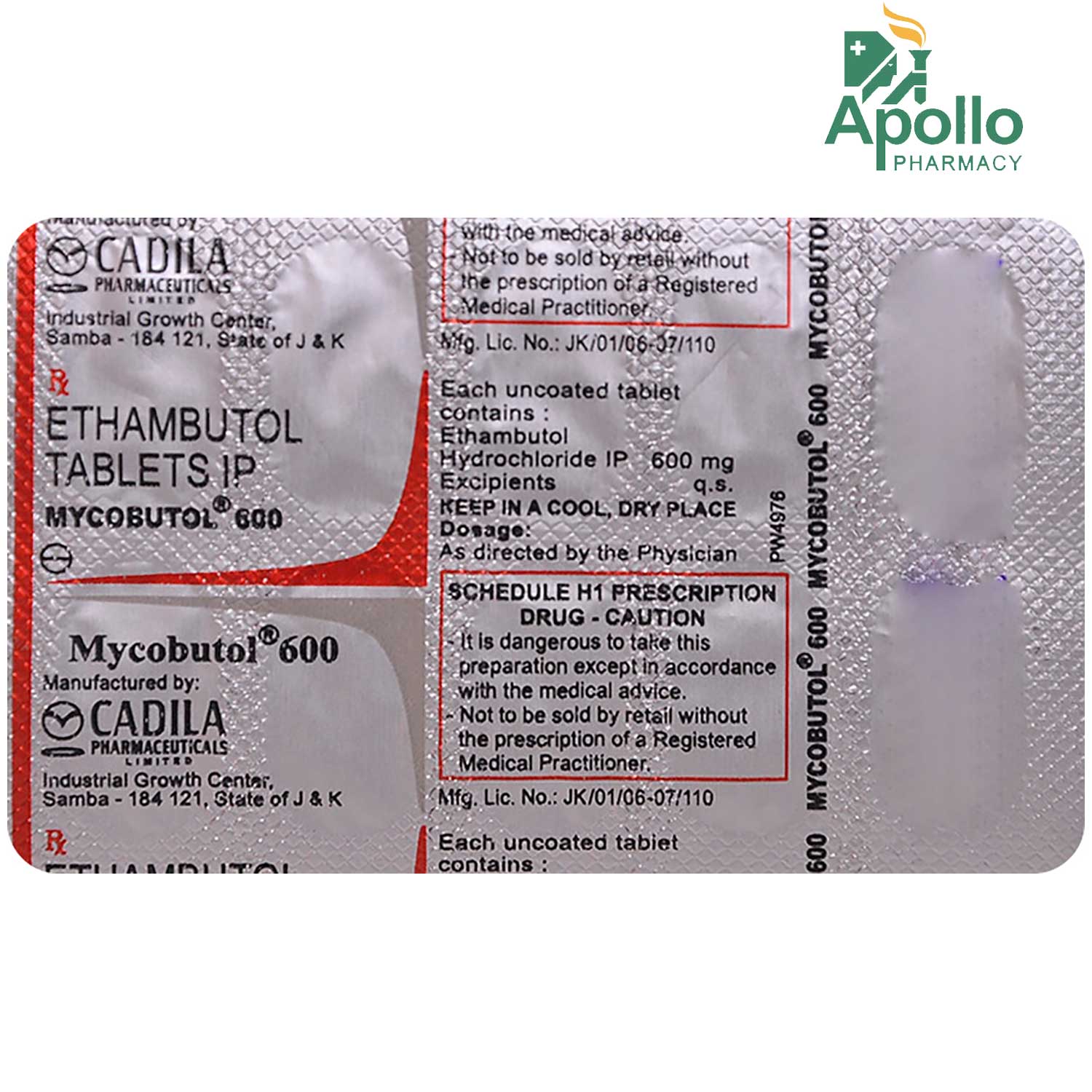 MYCOBUTOL 600MG TABLET Price, Uses, Side Effects, Composition - Apollo ...