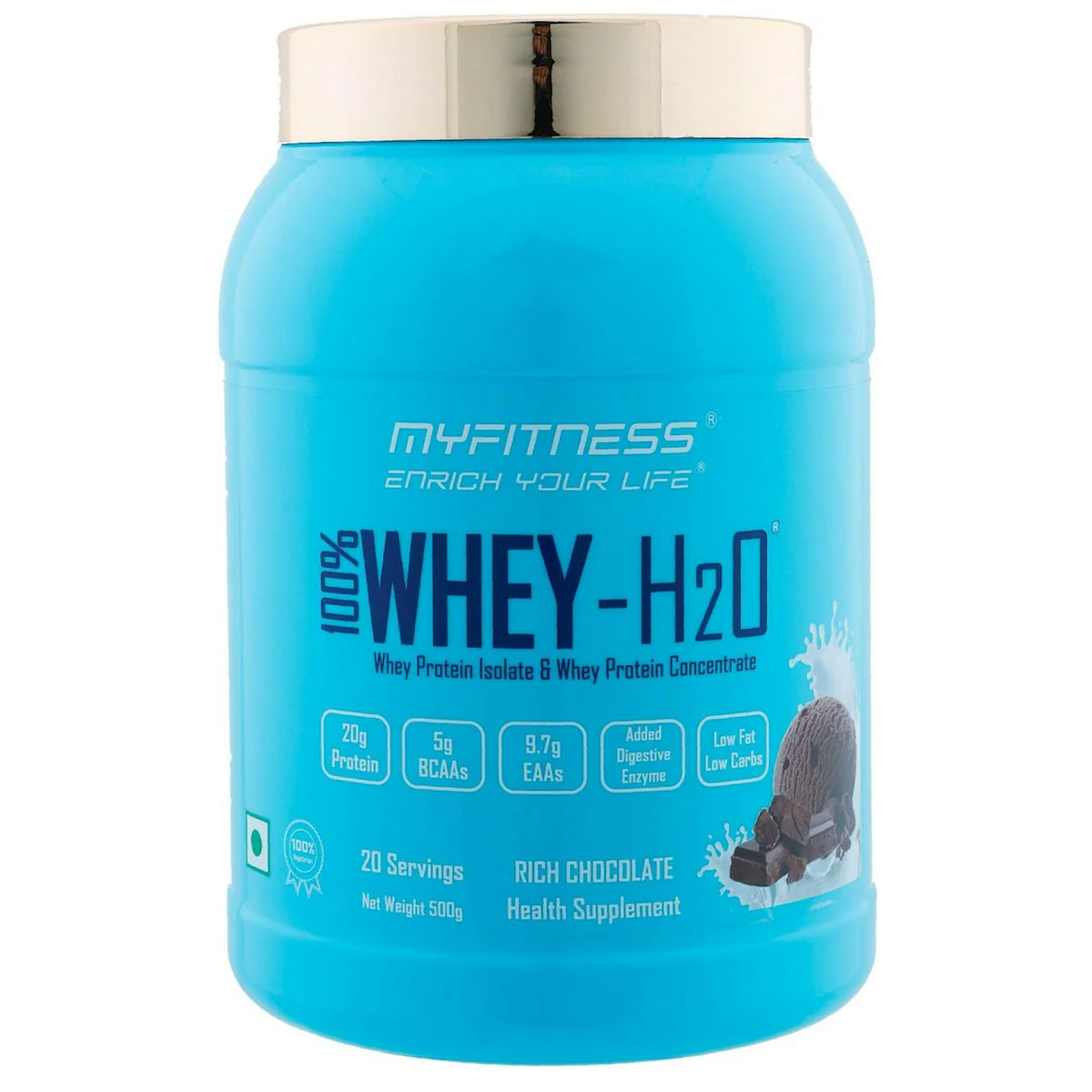 Buy Myfitness iWhey-H2O Protein Rich Chocolate Flavour Powder, 500 gm ...