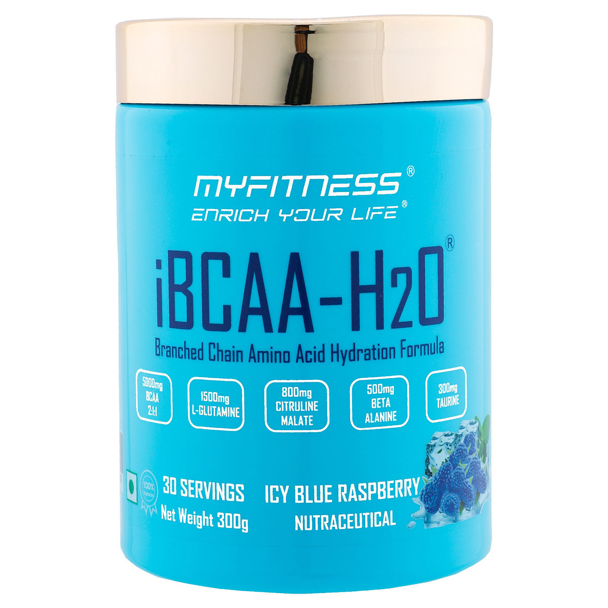 Buy Myfitness iBCAA-H2O Icy Blue Raspberry Flavour Powder, 300 gm | 19 ...