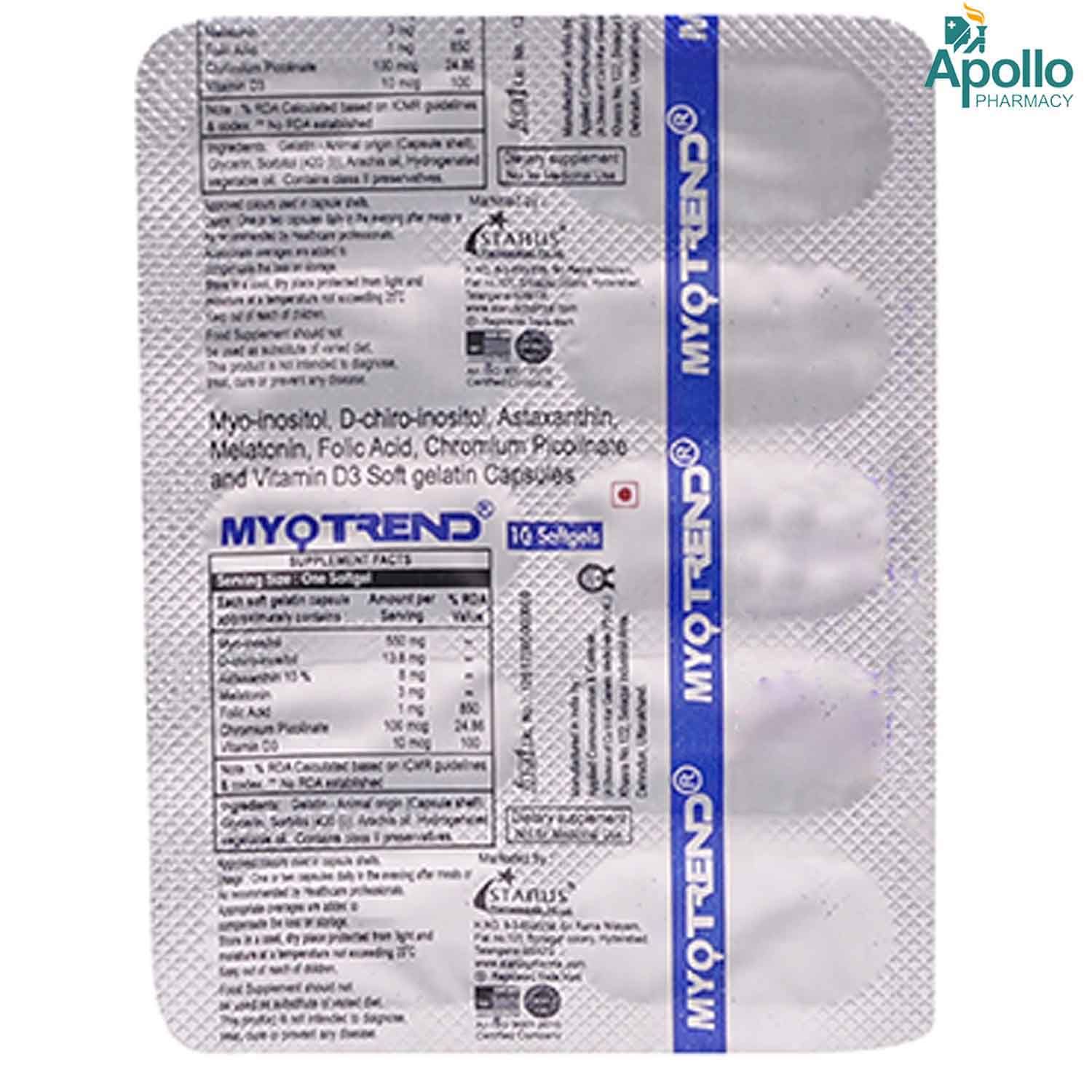 Myotrend Softgel Capsule 10's Price, Uses, Side Effects, Composition ...