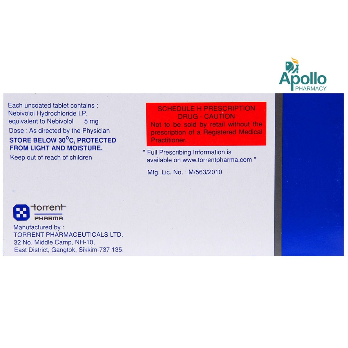 Nebicard-5 Tablet 10's Price, Uses, Side Effects, Composition - Apollo Pharmacy