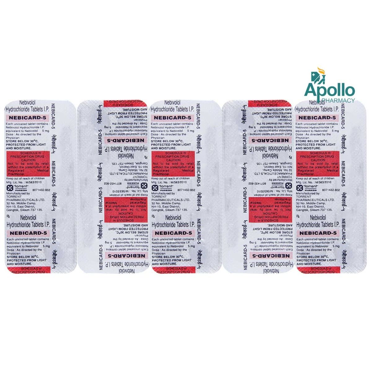 Nebicard-5 Tablet 10's Price, Uses, Side Effects, Composition - Apollo Pharmacy