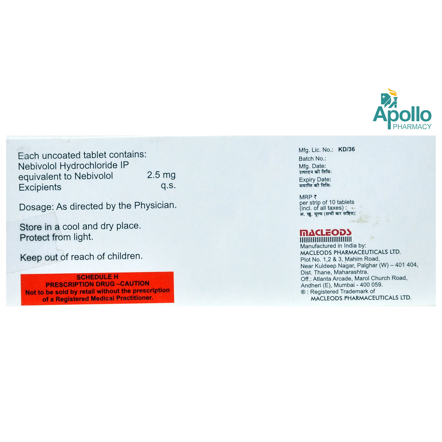 Nebimac 2.5 Tablet 10's Price, Uses, Side Effects, Composition - Apollo ...