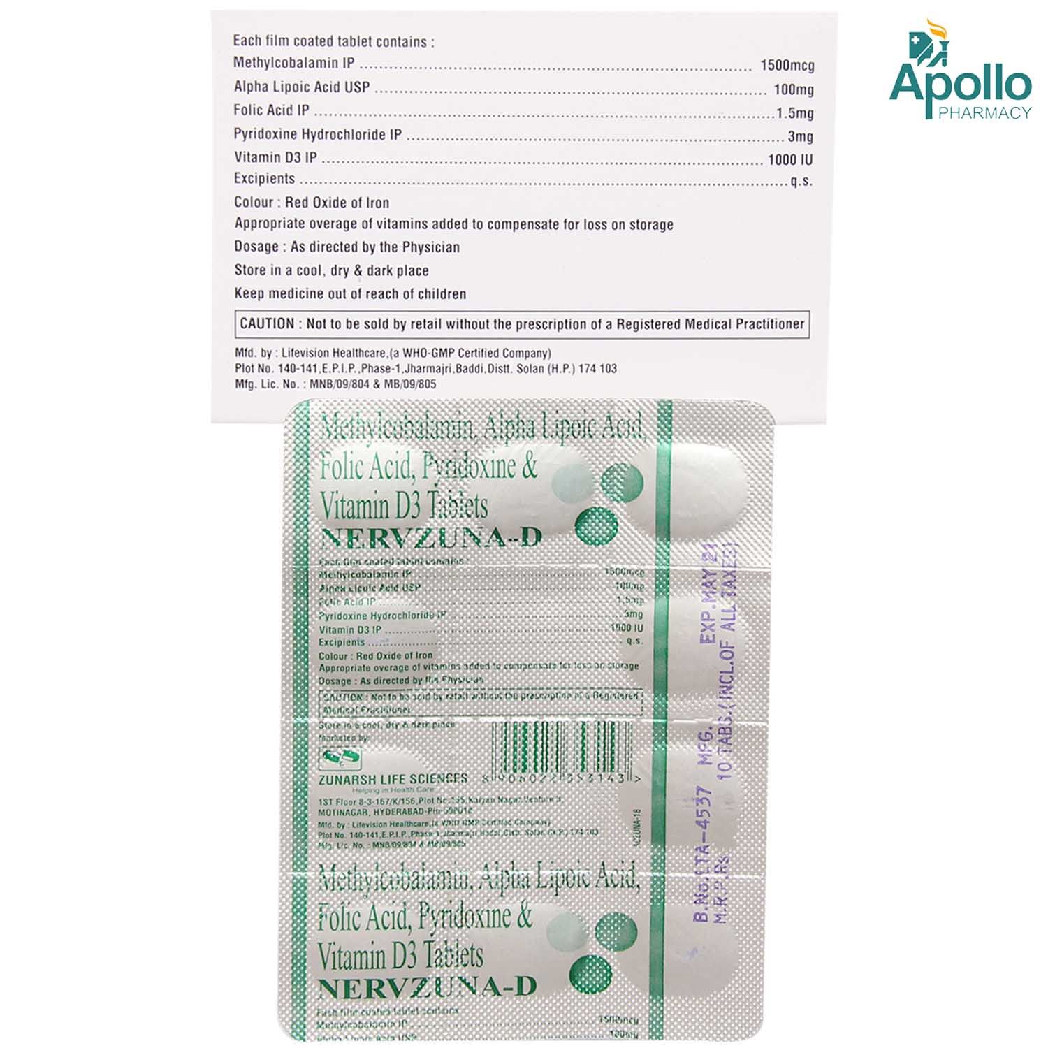 Nervzuna-D Tablet 10's Price, Uses, Side Effects, Composition - Apollo ...