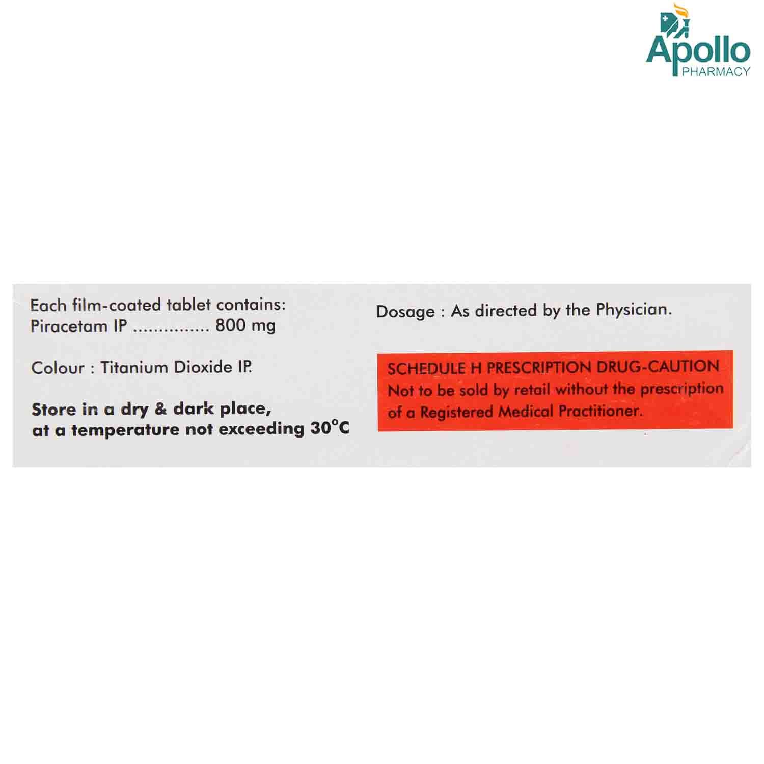 Neurocetam 800 Tablet 10's Price, Uses, Side Effects, Composition ...