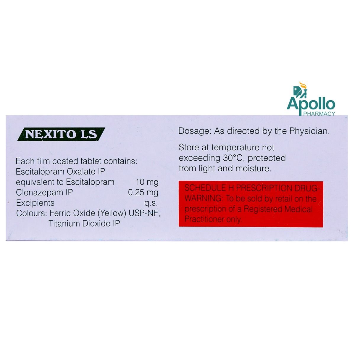 Nexito LS Tablet 10's Price, Uses, Side Effects, Composition - Apollo ...