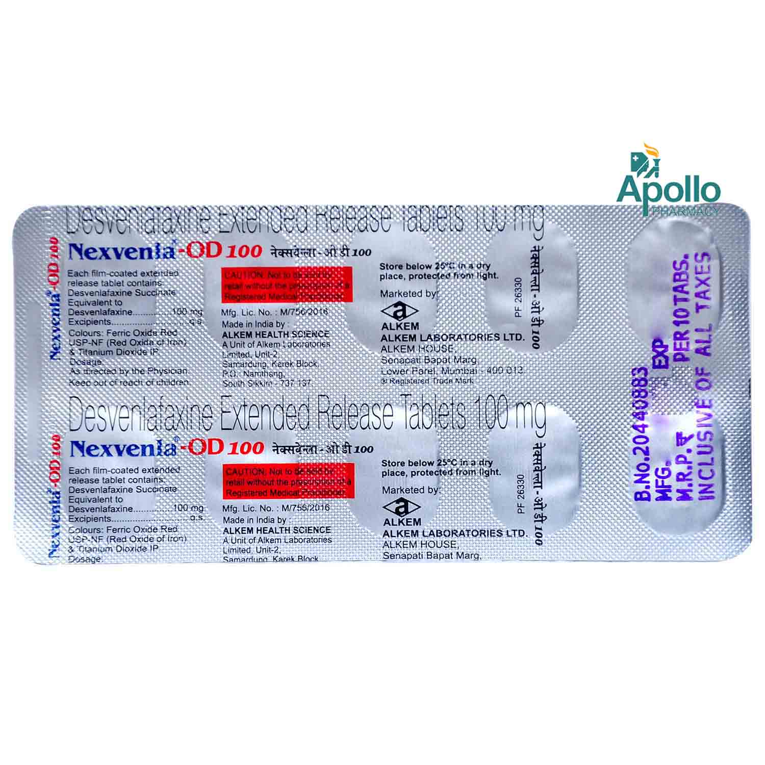 Nexvenla-OD 100 Tablet 10's Price, Uses, Side Effects, Composition ...