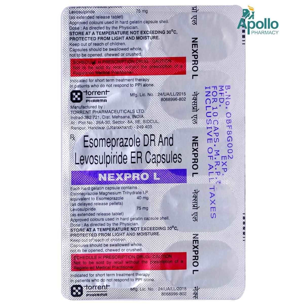 Nexpro L Capsule 10's Price, Uses, Side Effects, Composition - Apollo ...