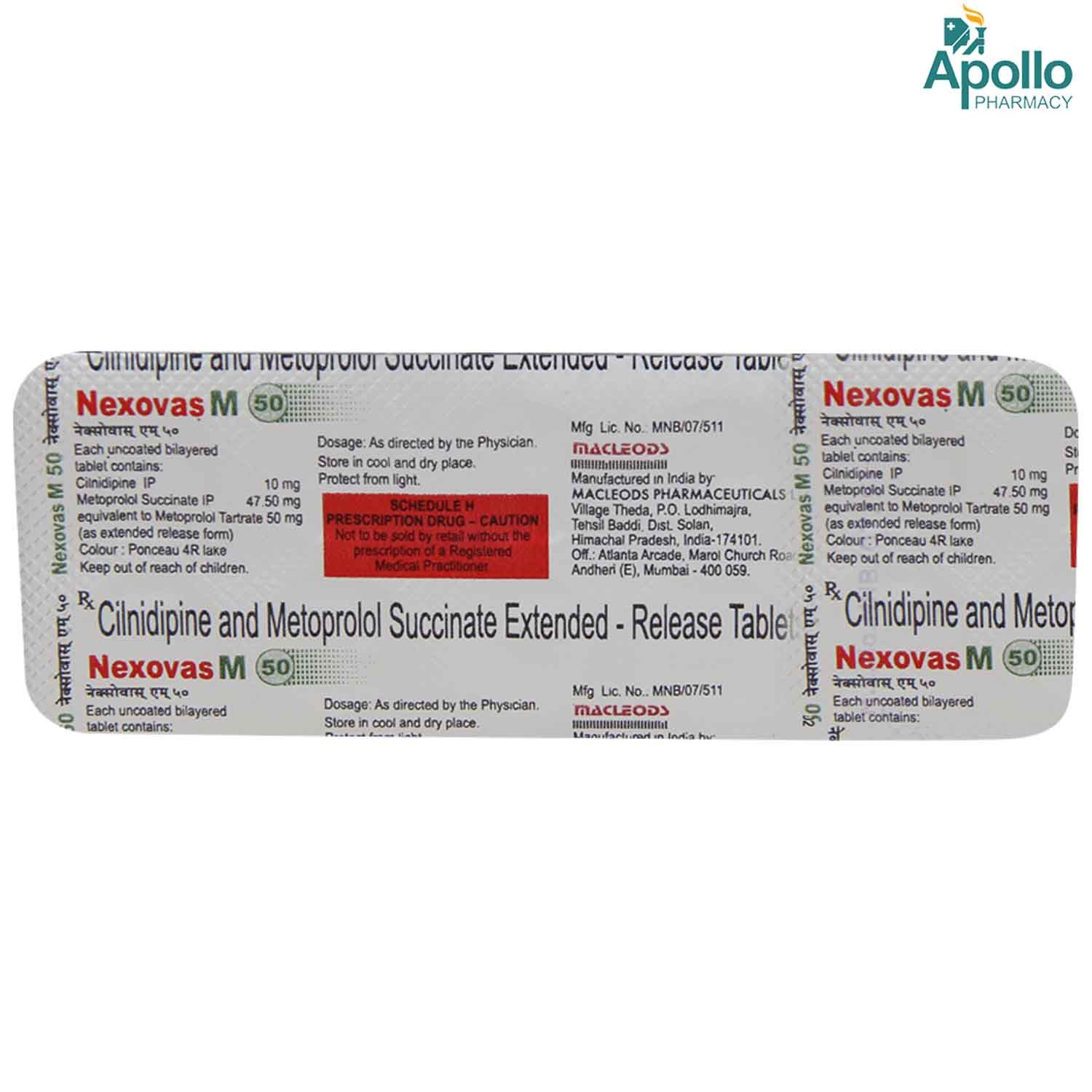 Nexovas M 50 Tablet 10's Price, Uses, Side Effects, Composition ...