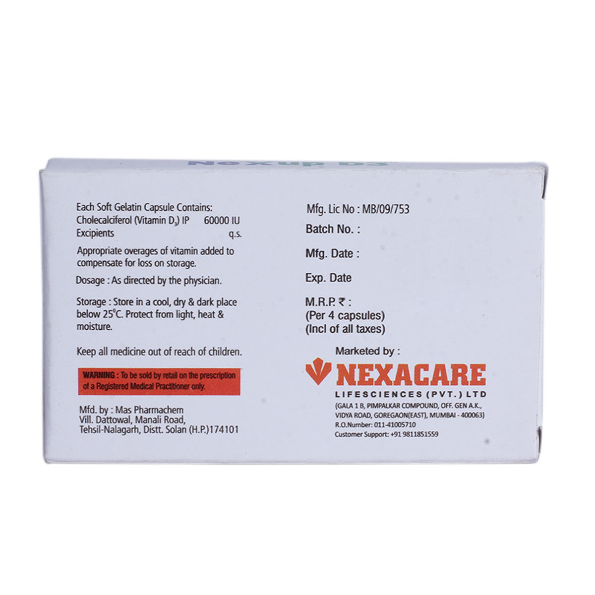 Nexup D3 60K Capsule 4's Price, Uses, Side Effects, Composition ...