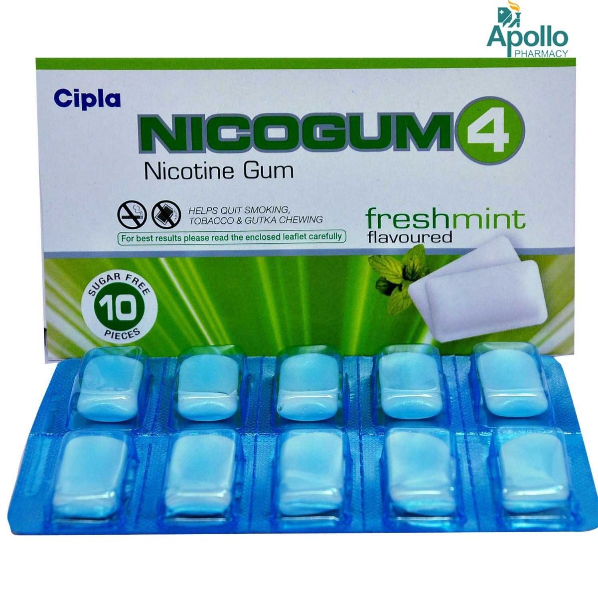 Nicogum 4 Nicotine Gum Sugar Free Fresh Mint Chewing Gums 10's Price ...