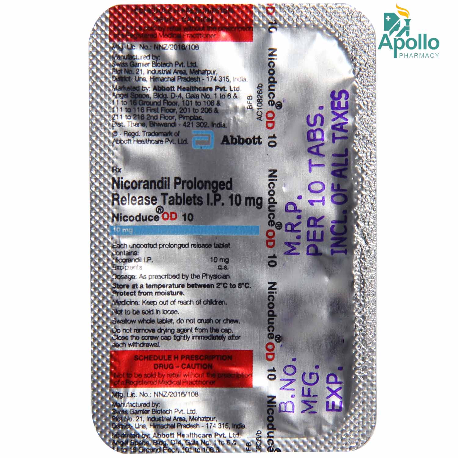 Nicoduce OD 10 Tablet 10's Price, Uses, Side Effects, Composition ...