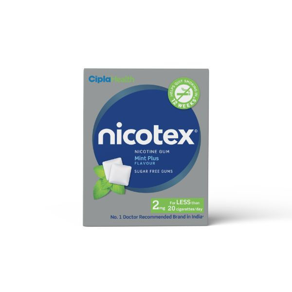 Nicotex 2 mg Sugar Free Mint Plus Flavour Nicotine Gum, 12 Count Price ...